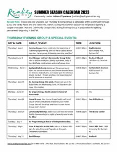 Adrian Calendar Summer 2023 | Reality Ministries